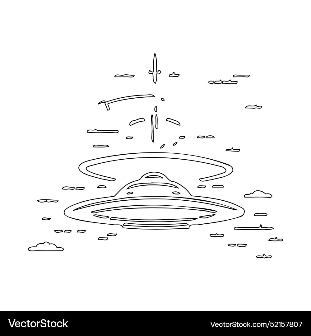 Ufo outline sketch Royalty Free Vector Image - VectorStock