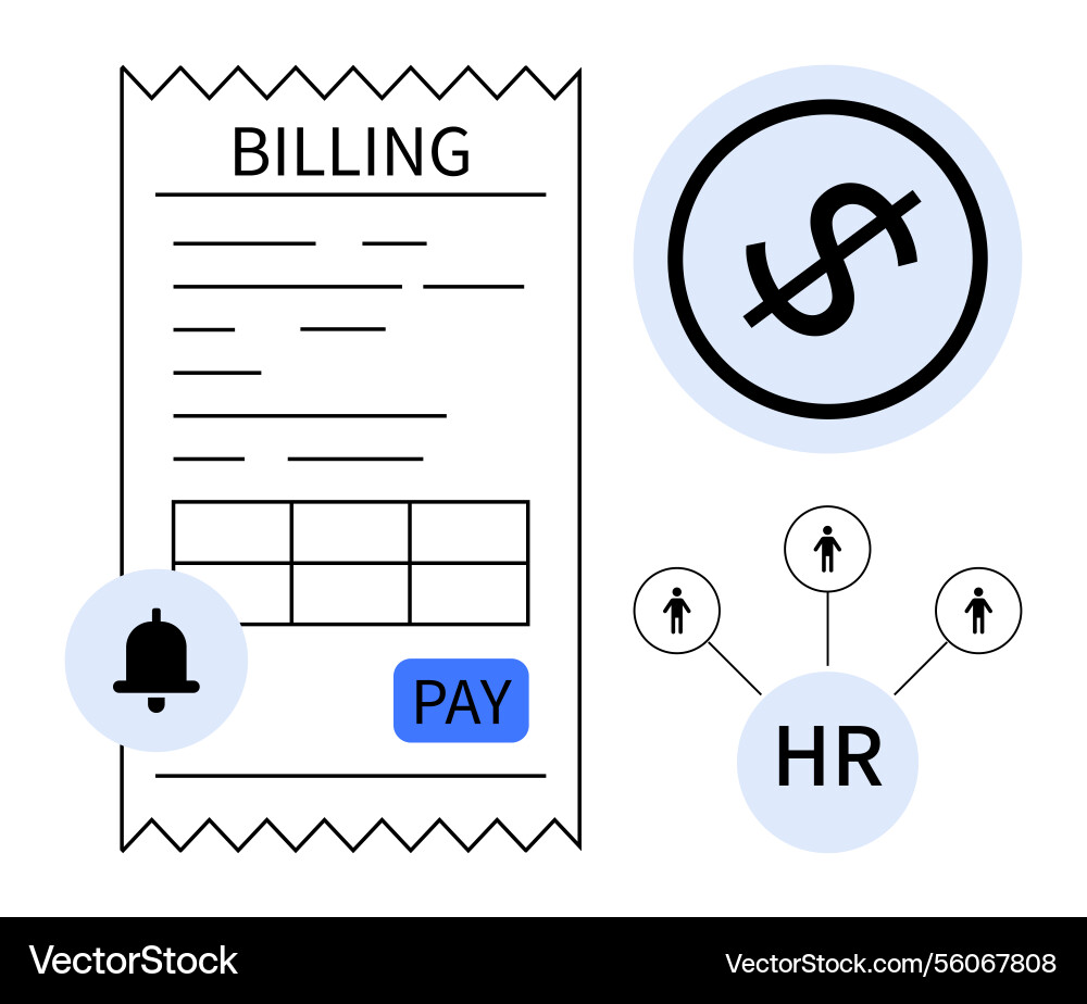 Billing receipt hr network dollar sign and Vector Image