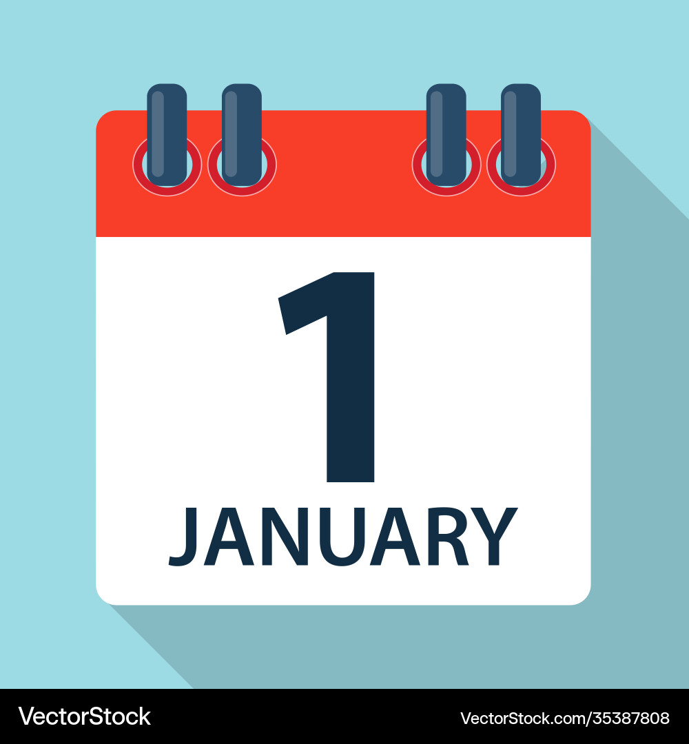 Colored 1 january calendar icon eps10 Royalty Free Vector