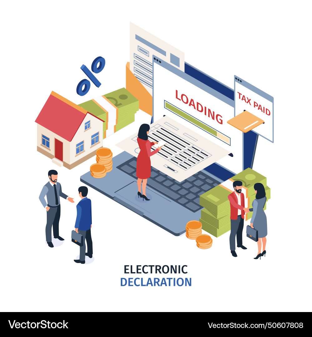 Electronic declaration isometric Royalty Free Vector Image