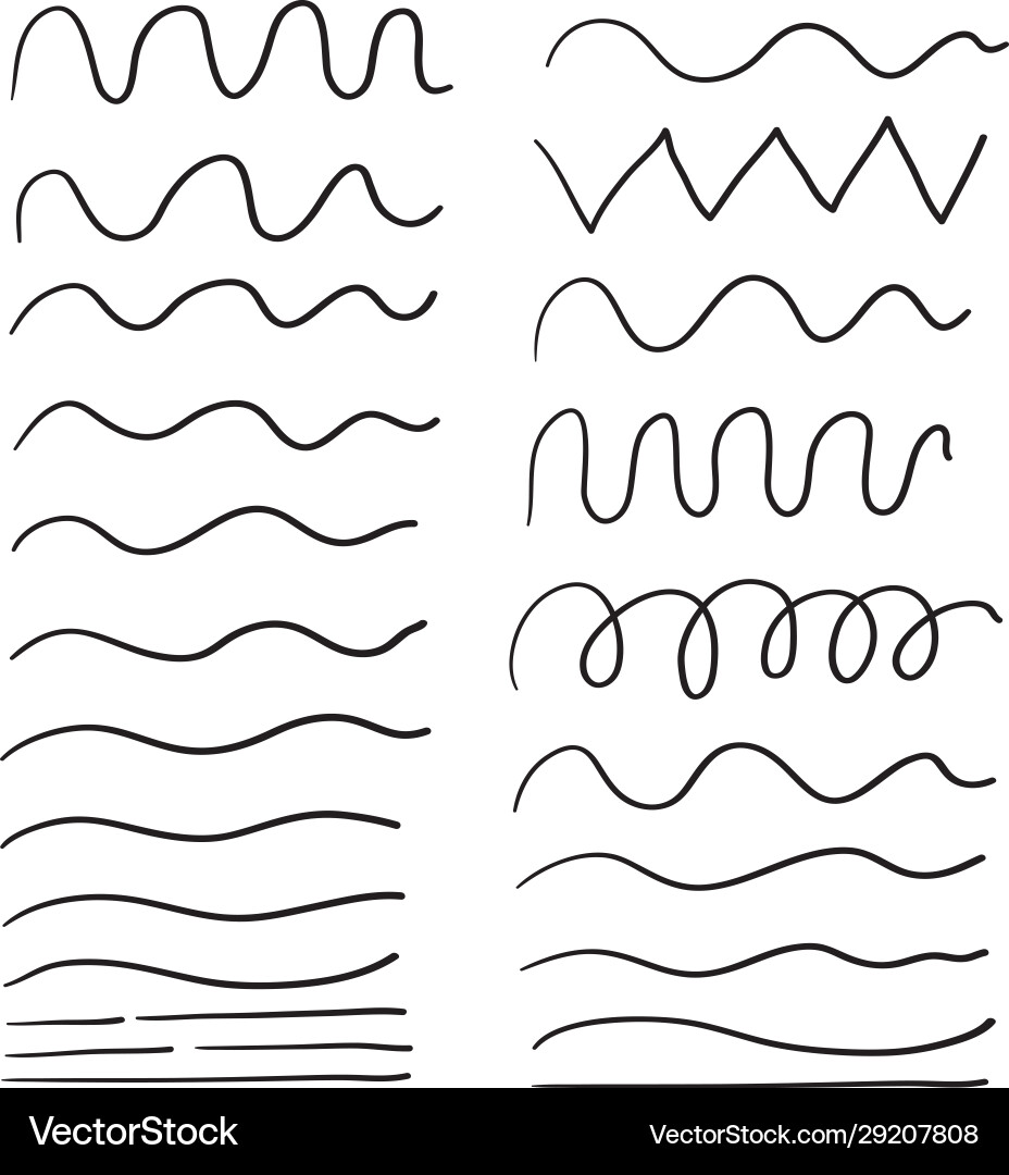 Hand Drawn Wave Line And Wavy Zigzag Pattern Vector Image