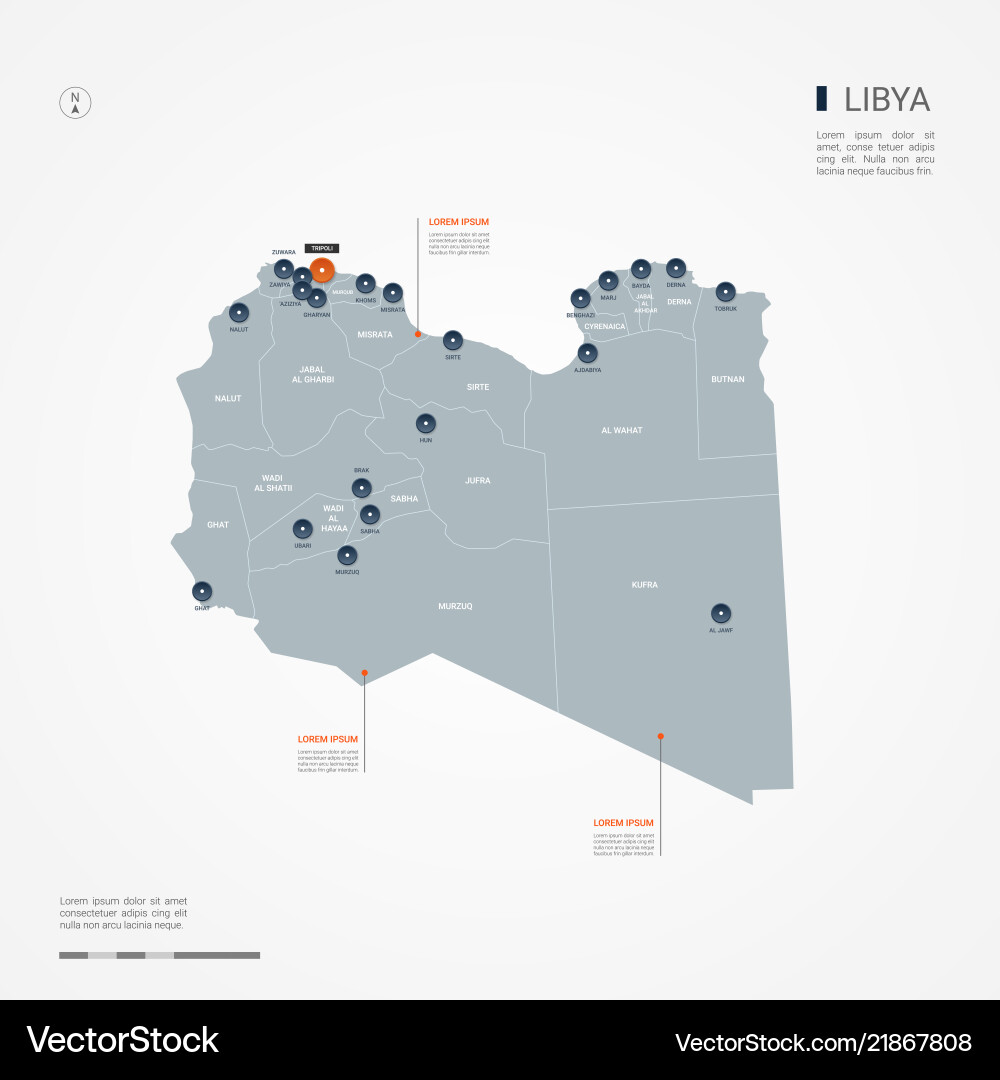 Libya infographic map Royalty Free Vector Image
