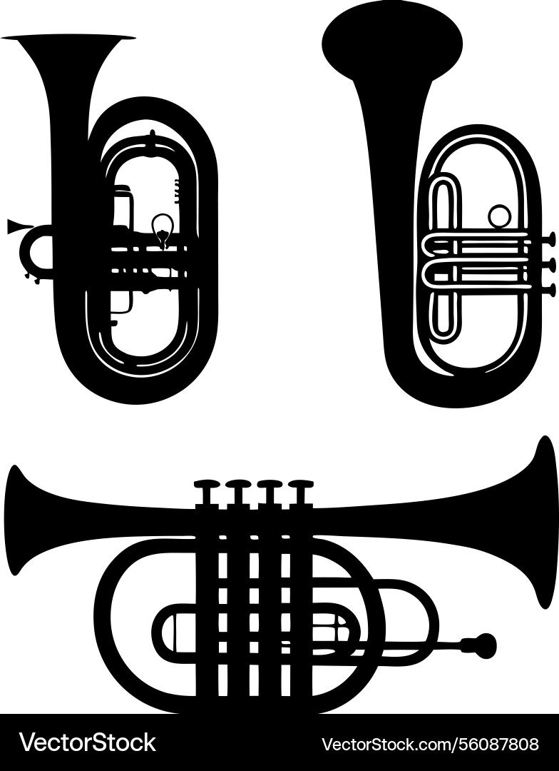 Sammlung von Messinginstrumenten Silhouetten Vektorbild