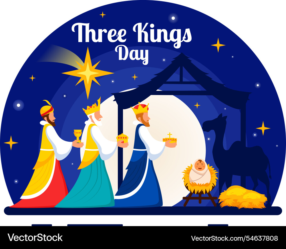 Three kings day celebrating faith in the divinity Vector Image