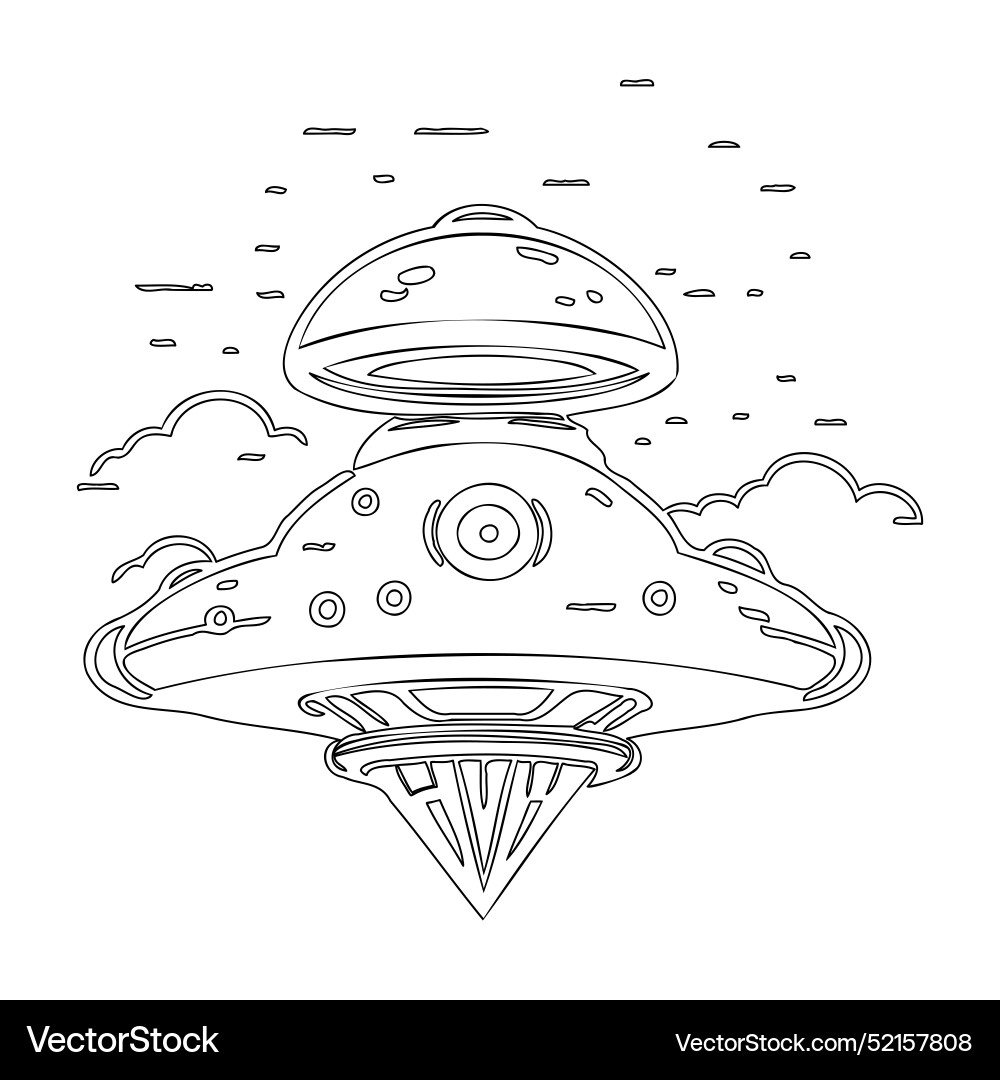 Ufo outline sketch Royalty Free Vector Image - VectorStock