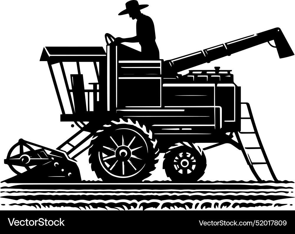 Agriculture harvester silhouette isolated Vector Image