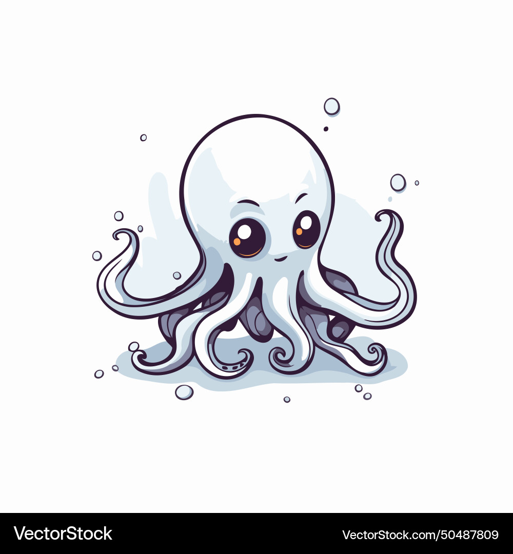 Cartoon octopus isolated on white background Vector Image