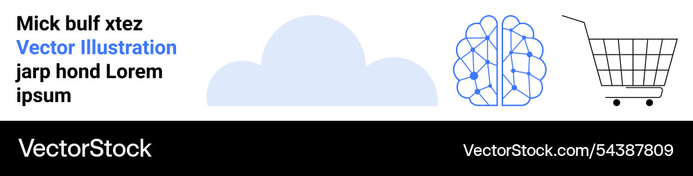 Cloud Computing Integration mit ai und E-Commerce Vektorbild