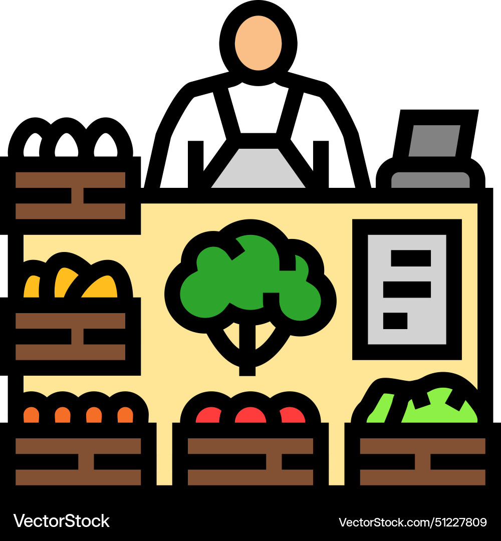 Farm market farmer color icon Royalty Free Vector Image