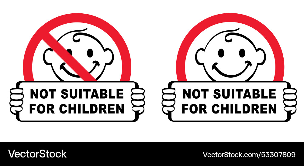 Not suitable for kids under specific age limit Vector Image