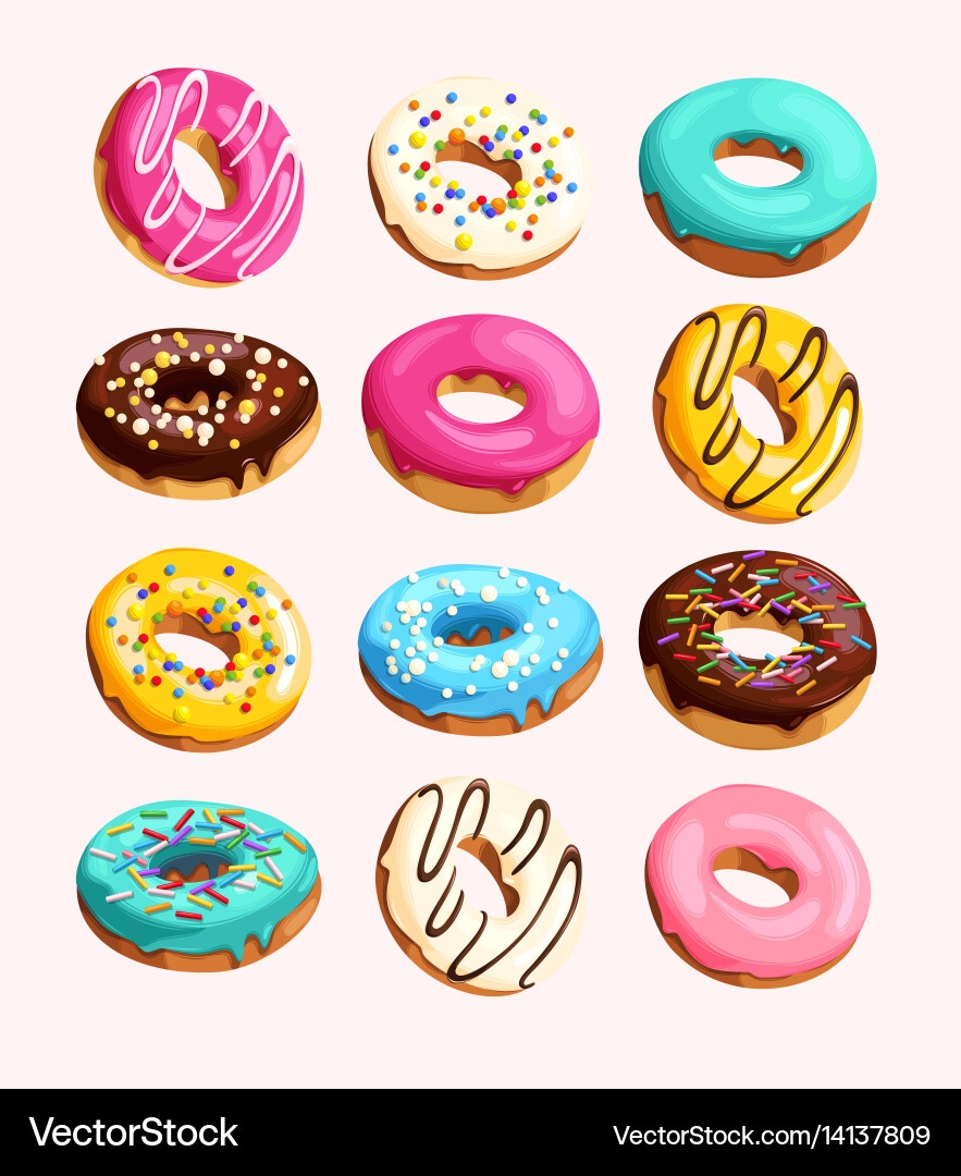 Set of donuts Royalty Free Vector Image - VectorStock
