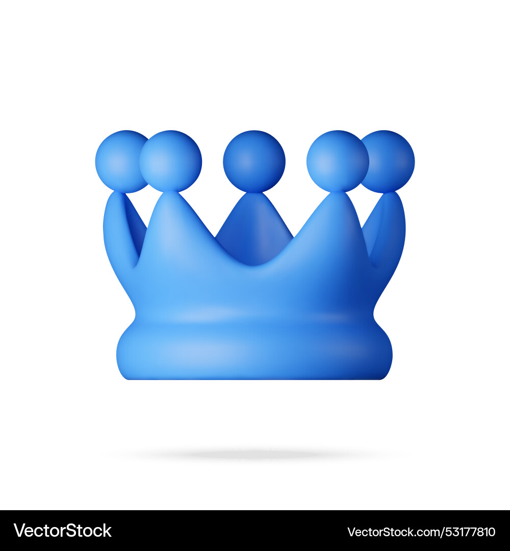 3d blue crown icon isolated on white Royalty Free Vector