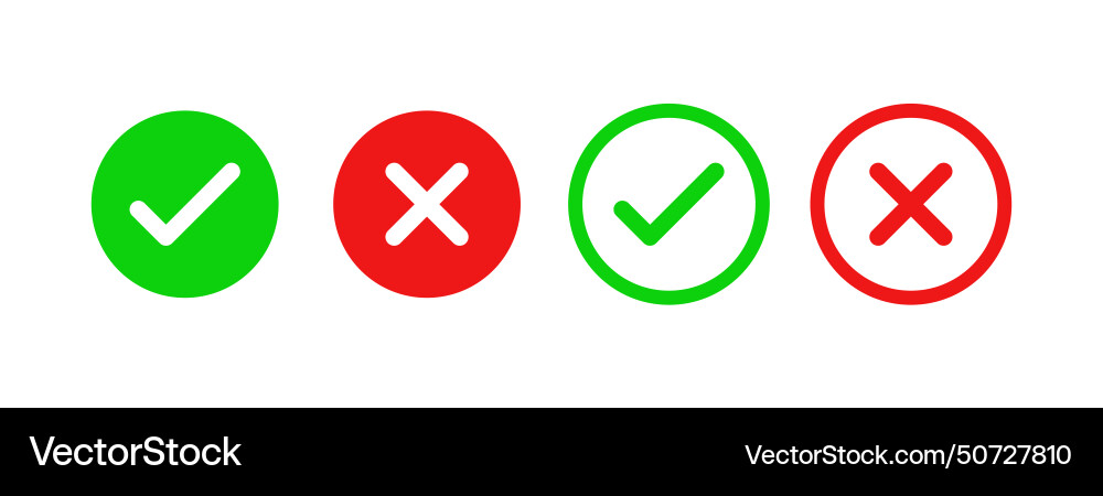 Check mark icon set Royalty Free Vector Image - VectorStock