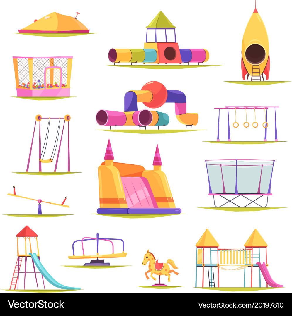Children playground elements set Royalty Free Vector Image