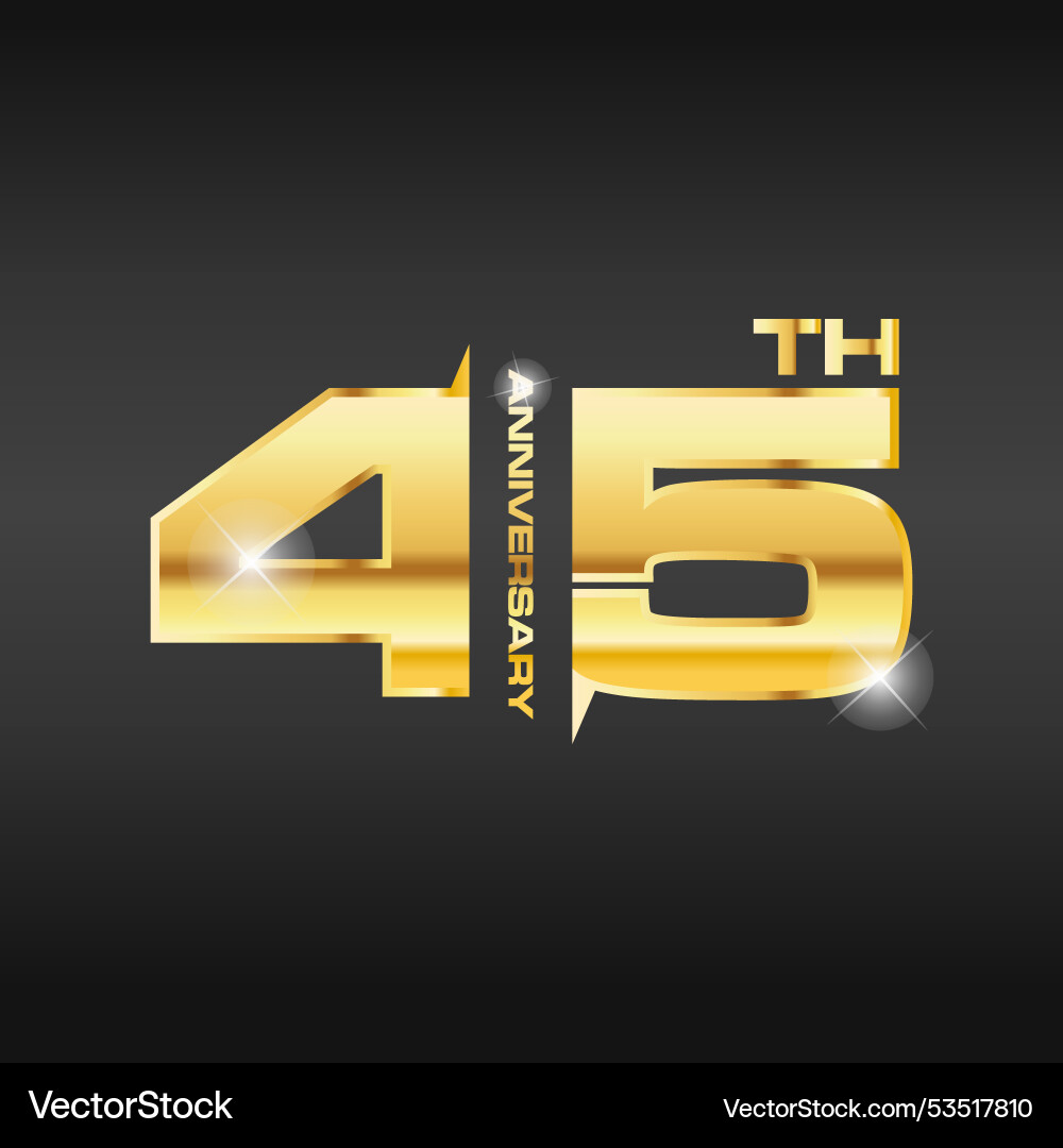 Gold 45 years anniversary celebration template Vector Image