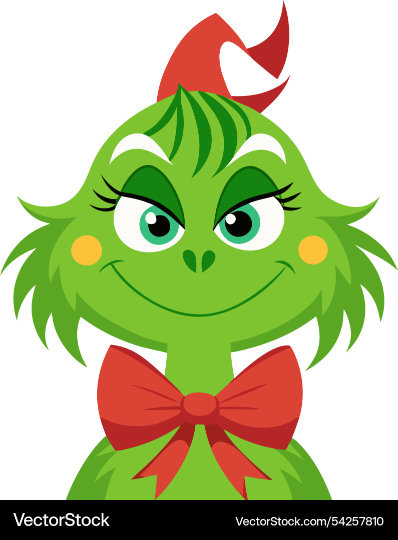 Green grinch coquette bow art Royalty Free Vector Image