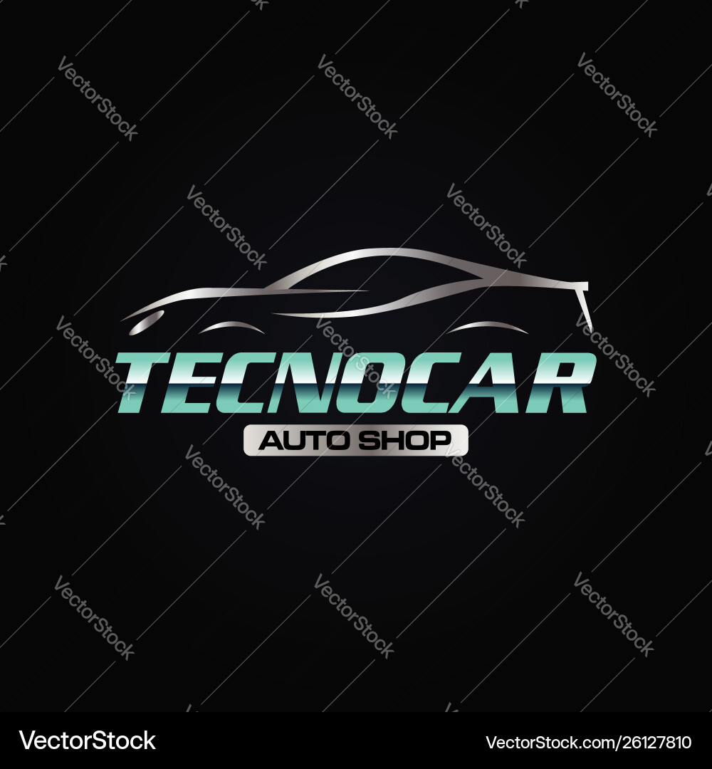 Modern Techno Car Logo - Silver Icon Royalty Free Vector