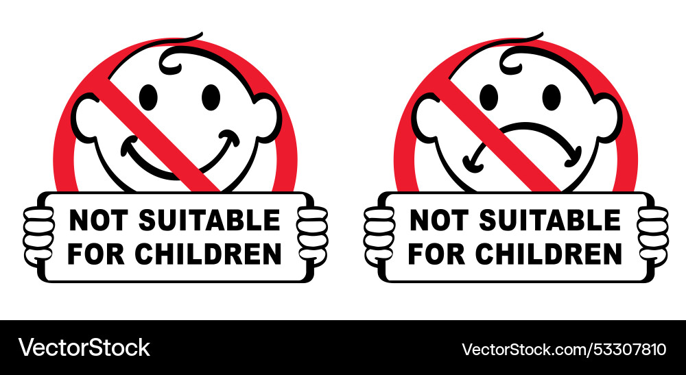 Not suitable for kids under specific age limit Vector Image