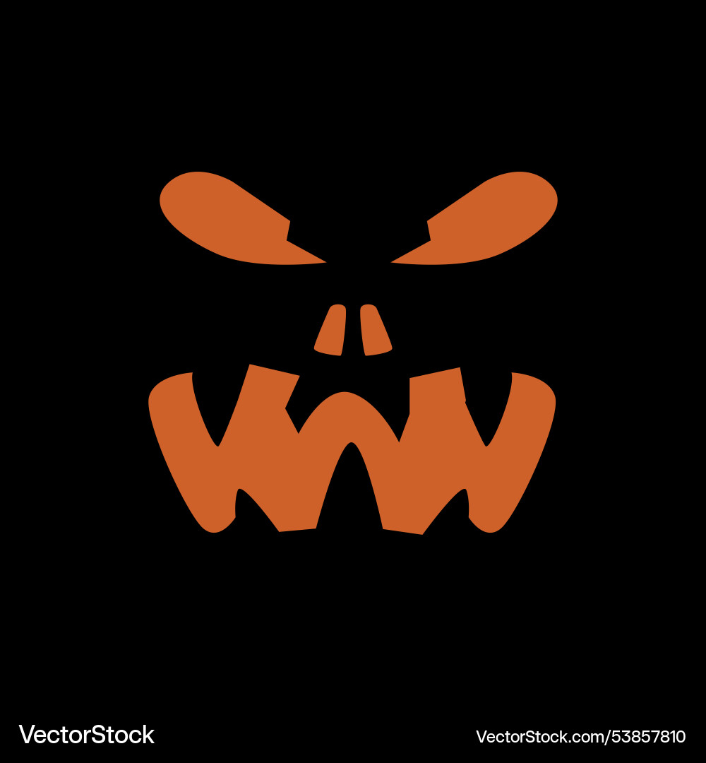 Scary face halloween pumpkin flat drawing Vector Image
