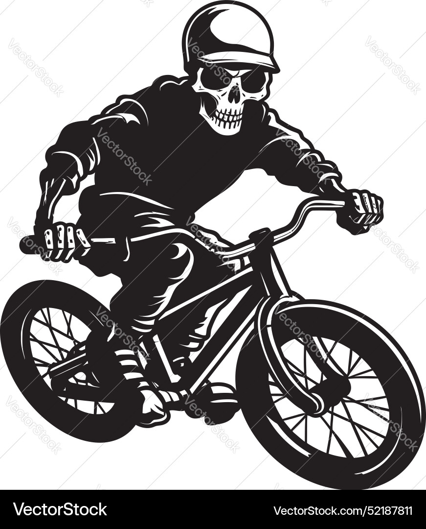 Bone crusher skeleton on bmx cycle design grim Vector Image