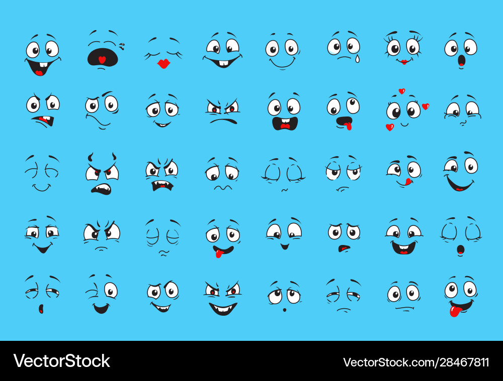Cartoon faces for humor or comics design Vector Image