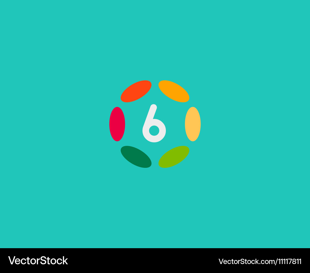Color number 6 logo icon design hub frame Vector Image