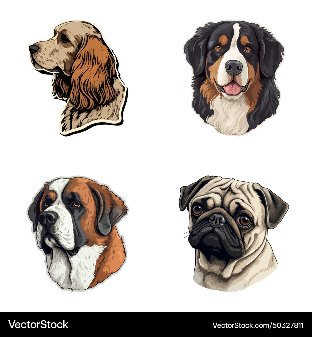 Dog stickers flat icon set isolated on white Vector Image