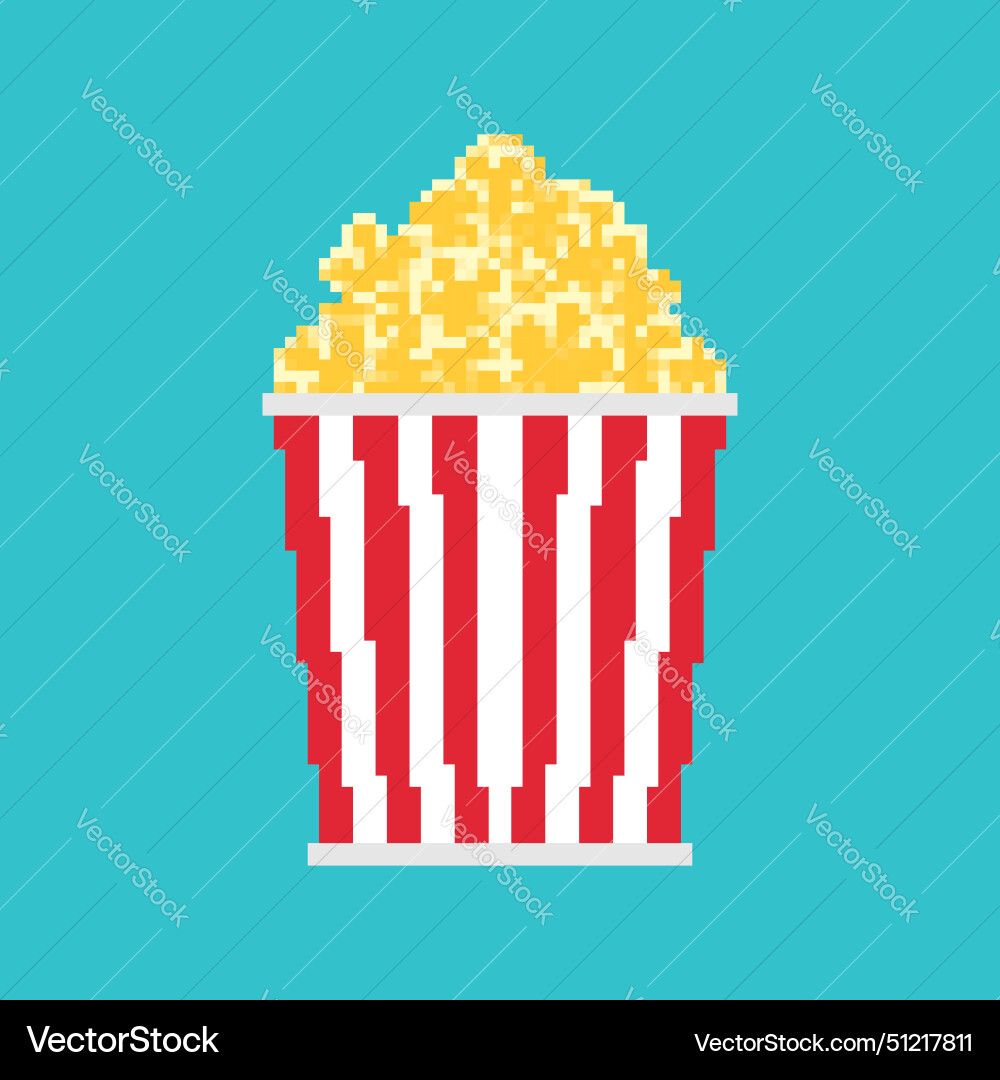 Popcorn pixel art isolated 8 bit sweetness Vector Image