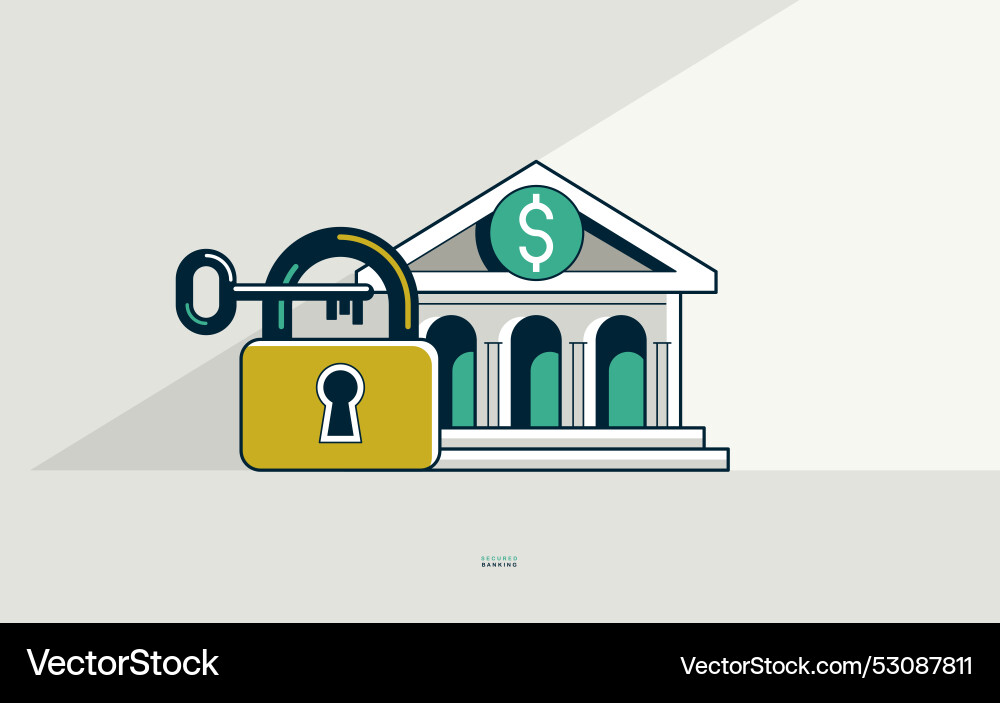 Secured banking concept poster bank building Vector Image