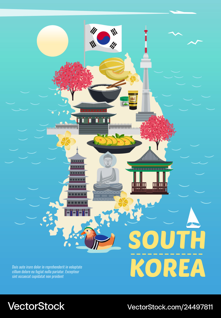 South korea tourism poster Royalty Free Vector Image