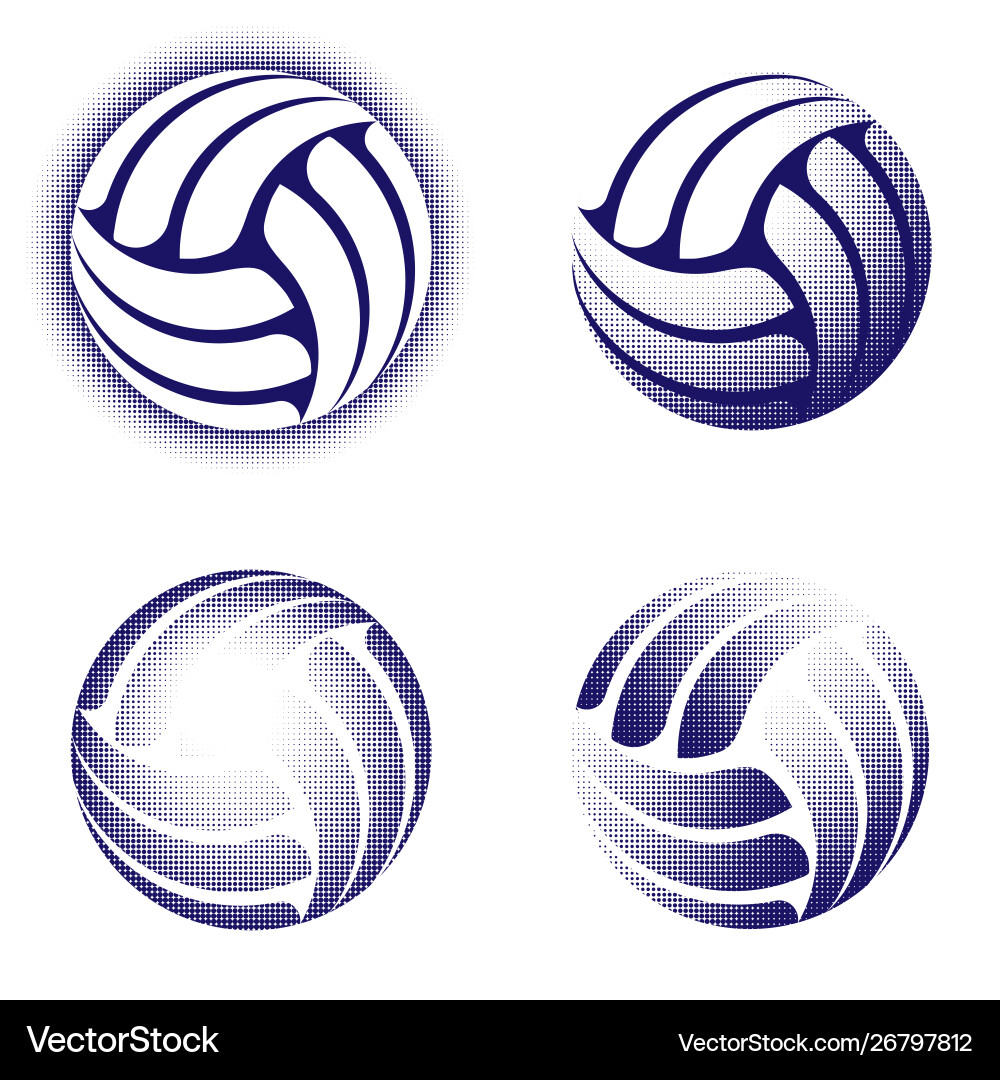 Abstract volleyball halftone symbols set Vector Image