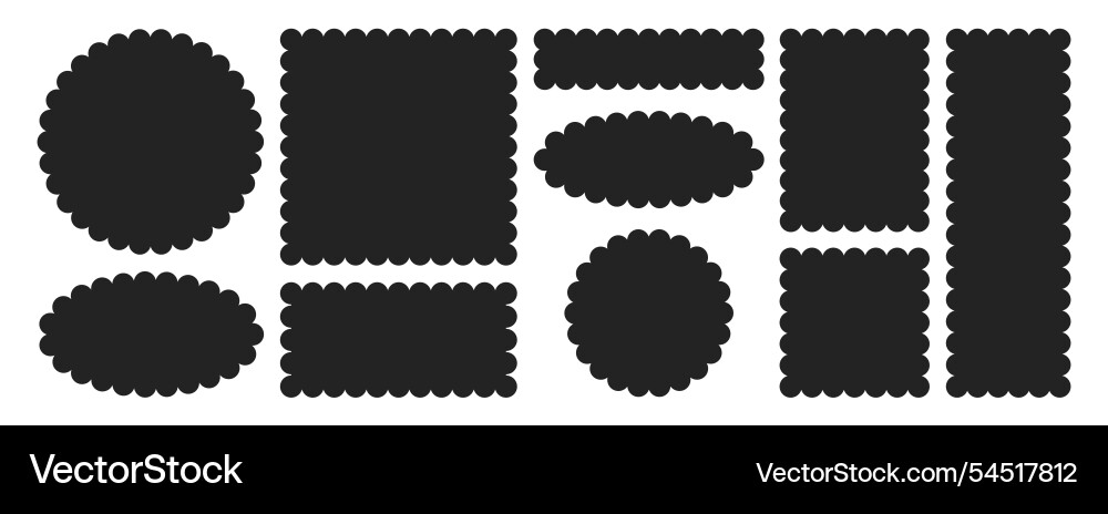 Black jagged geometric shapes scallop frames Vector Image