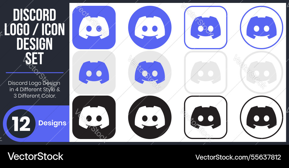 Discord logo icon design bundle Royalty Free Vector Image