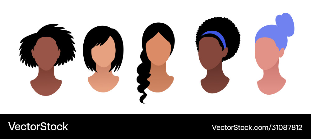 Faceless Female Profile Avatars Royalty Free Vector Image