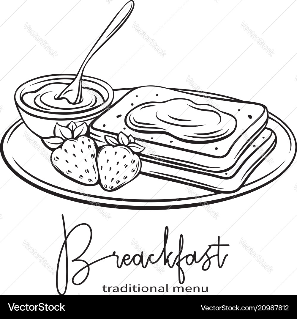 Hand drawn toast with jam Royalty Free Vector Image