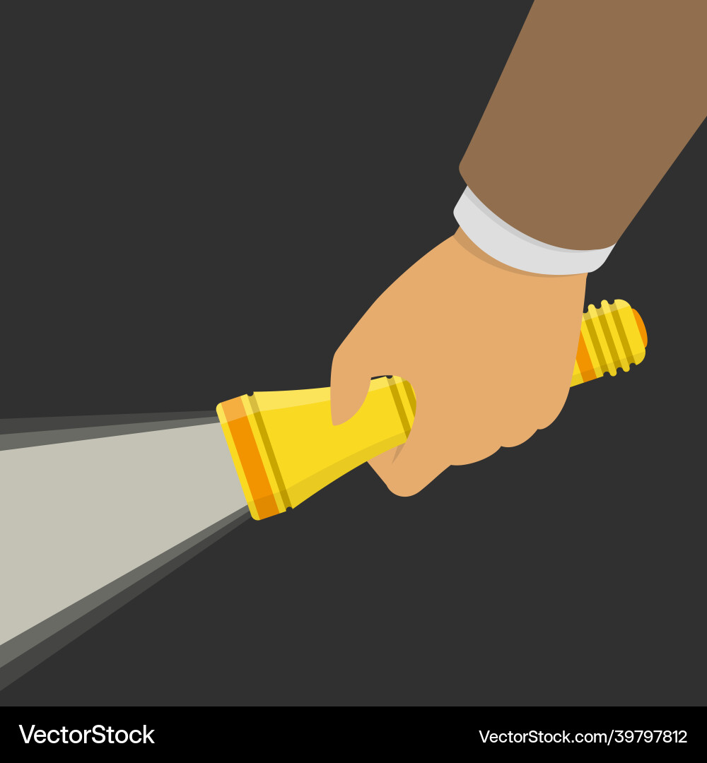 Hand holding flashlight Royalty Free Vector Image