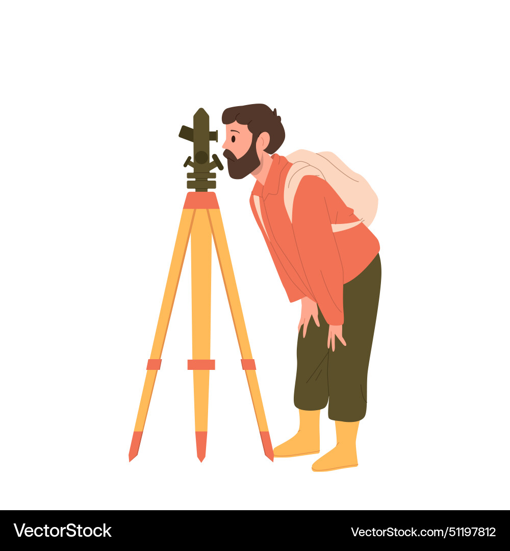 Man geologist cartoon character taking measures Vector Image