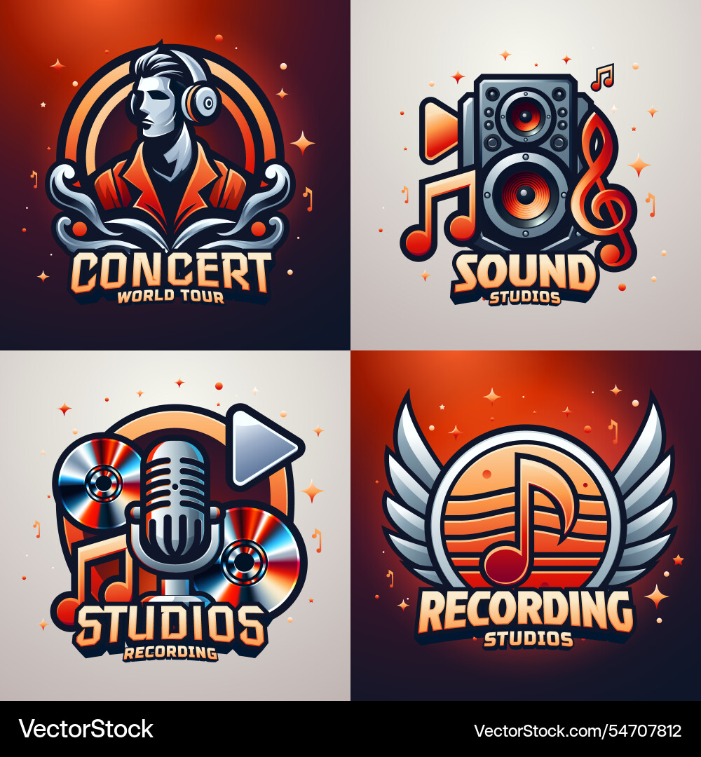 Music logo design composition collection Vector Image