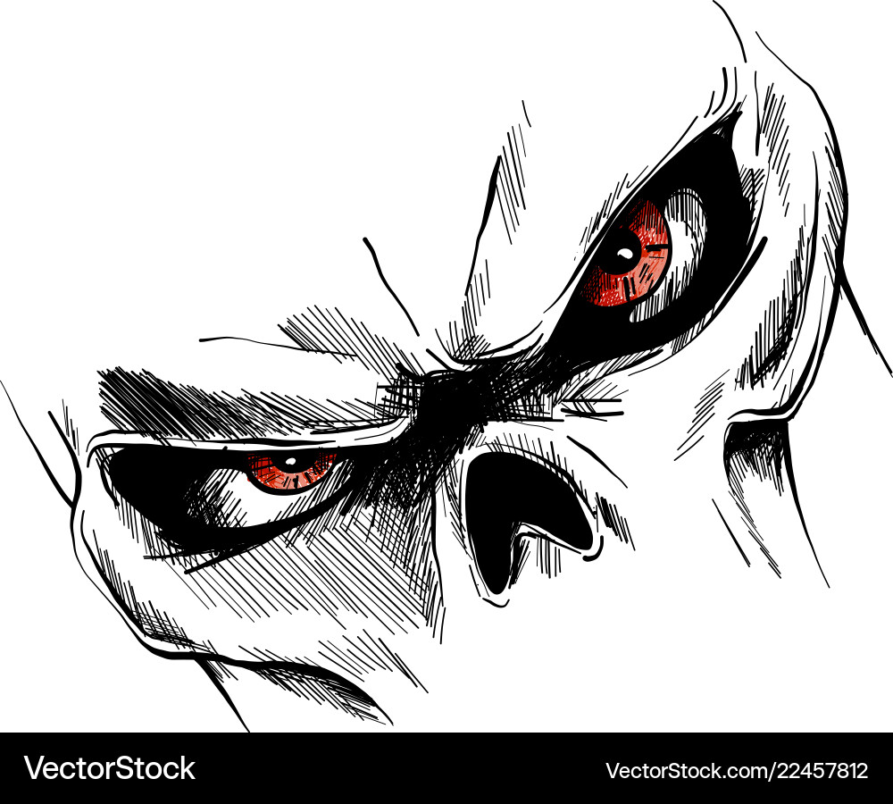 Skull with red eyes cartoon image Royalty Free Vector Image