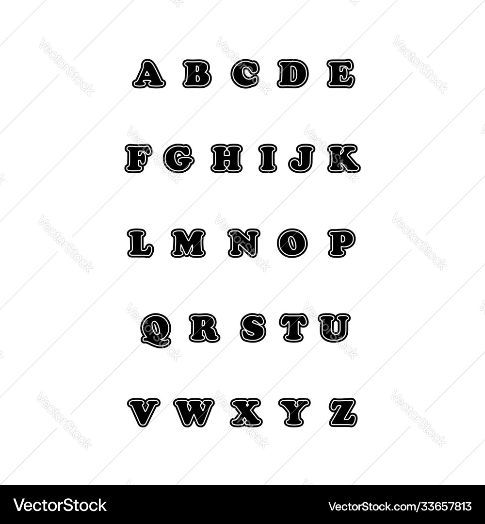 Alphabet set with double outline 15 Royalty Free Vector