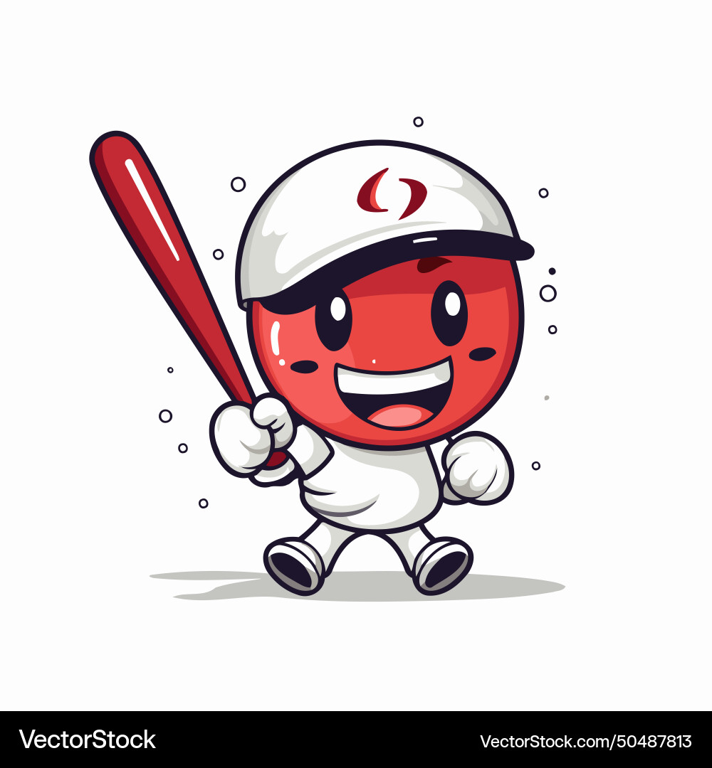 Baseball ball cartoon character cute Royalty Free Vector