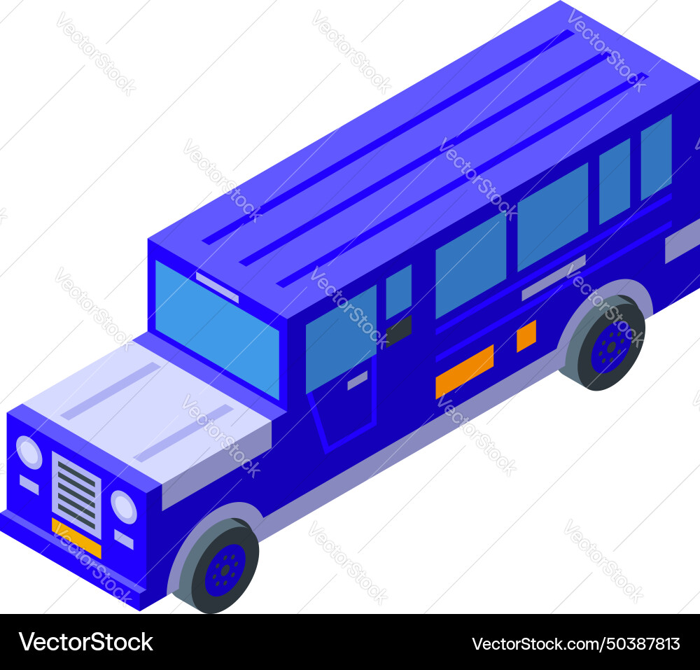 Blue color jeepney icon isometric public Vector Image