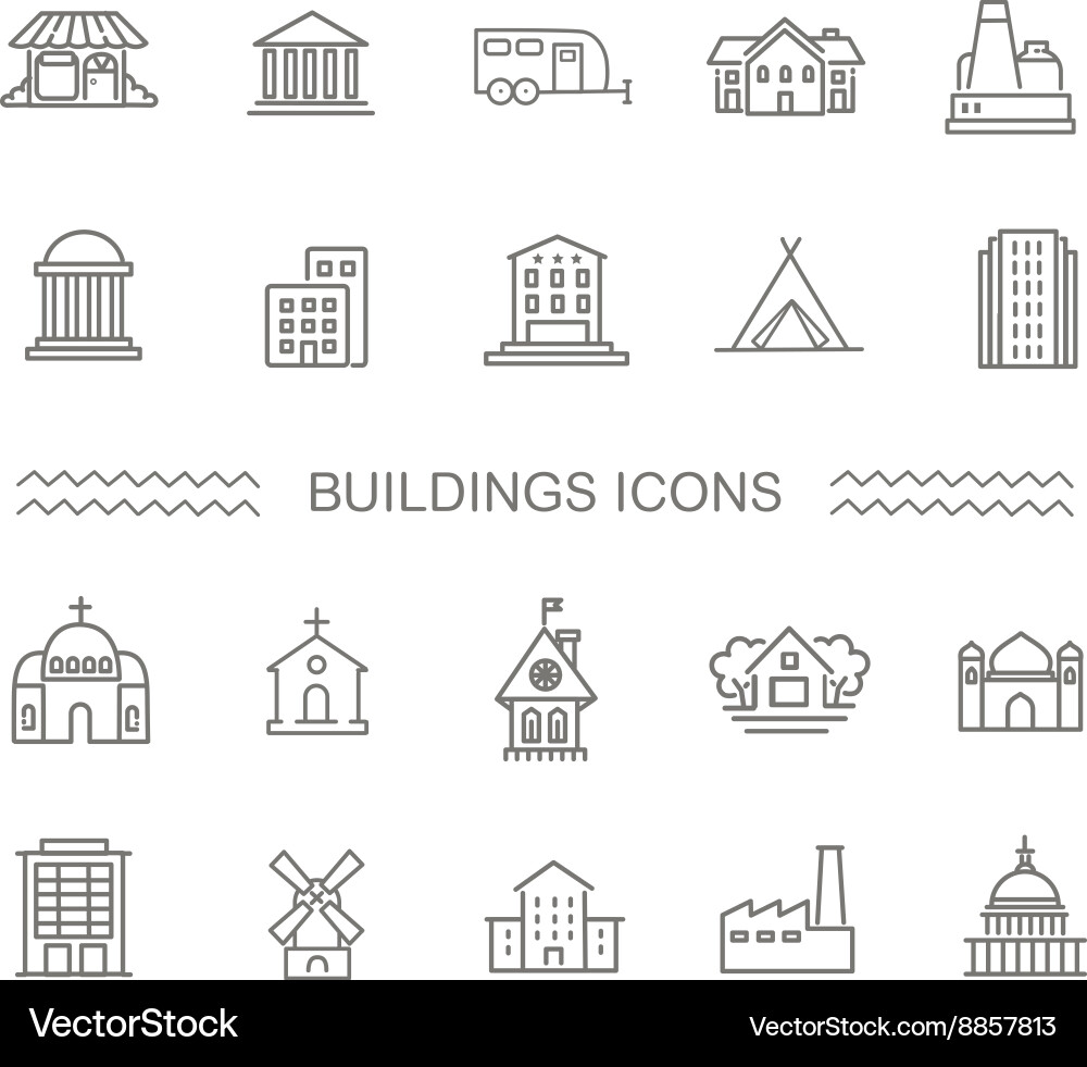 Building icons set government Royalty Free Vector Image