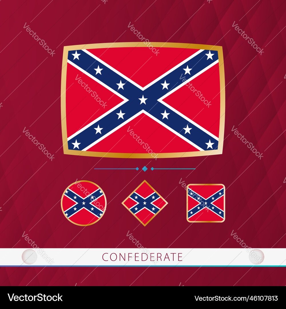 Confederate Flags with Gold Frame Royalty Free Vector Image