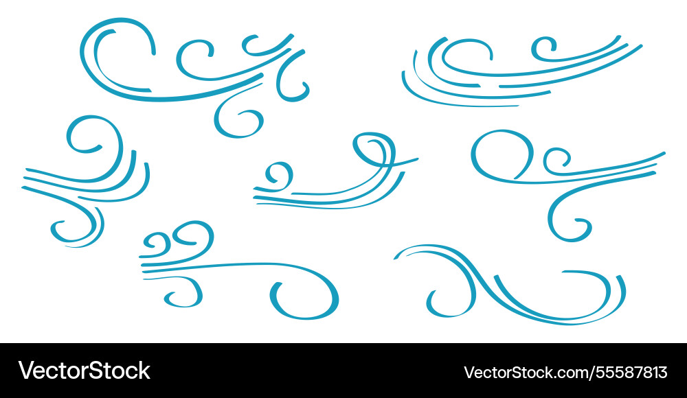 Doodle wind blow gust design Royalty Free Vector Image