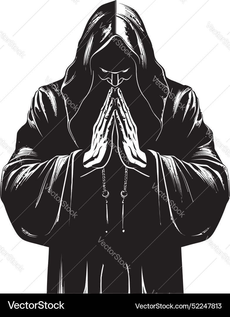Ethereal elegance minimalistic praying man hands Vector Image