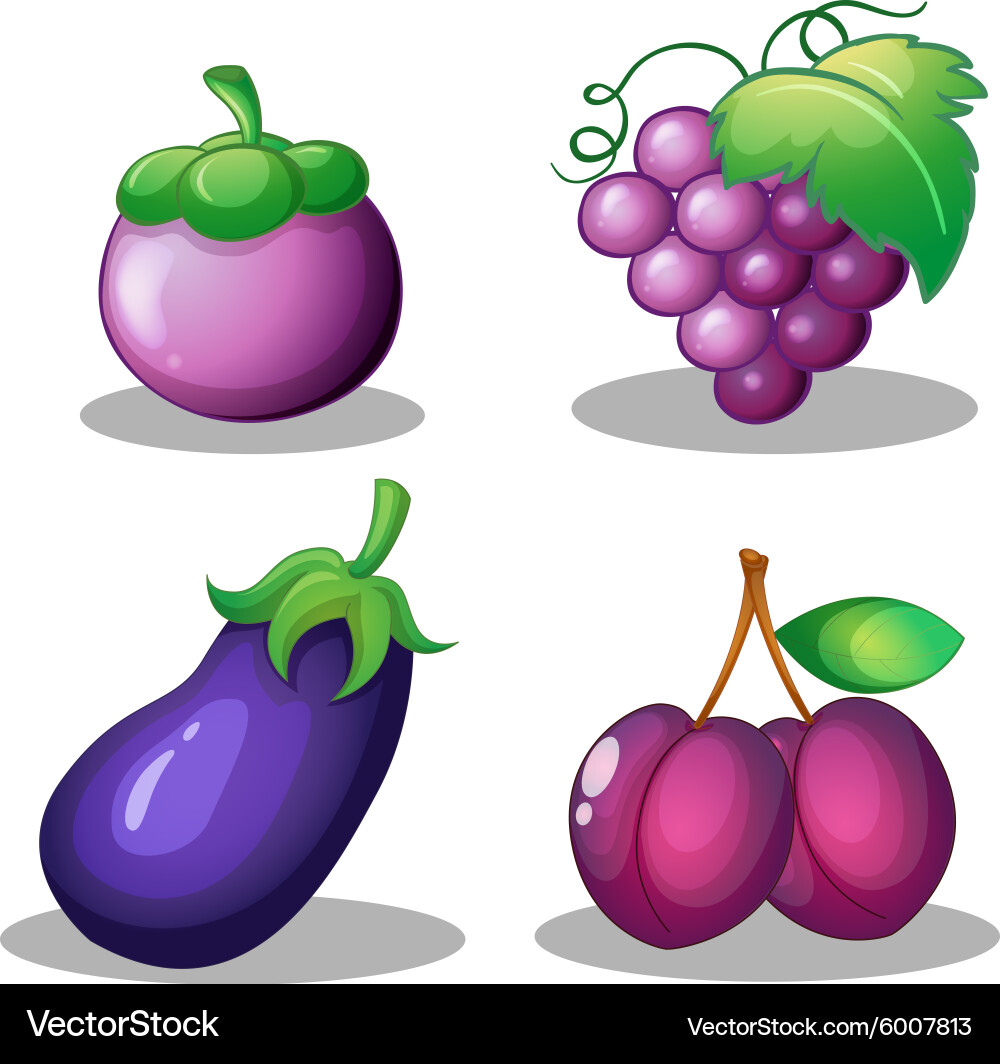 Fruits and vegetable in purple Royalty Free Vector Image