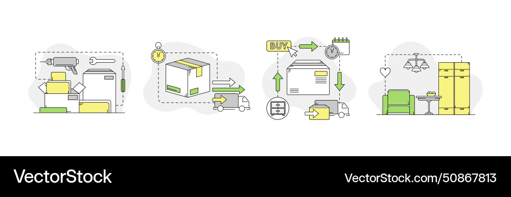 Goods shipment and logistics with cardboard box Vector Image
