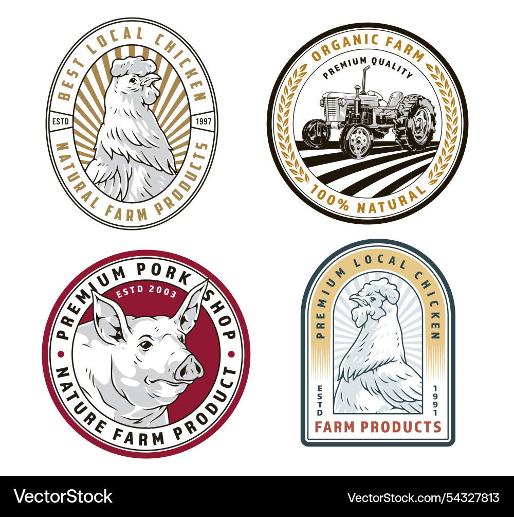 Labels for local chicken and pork Royalty Free Vector Image