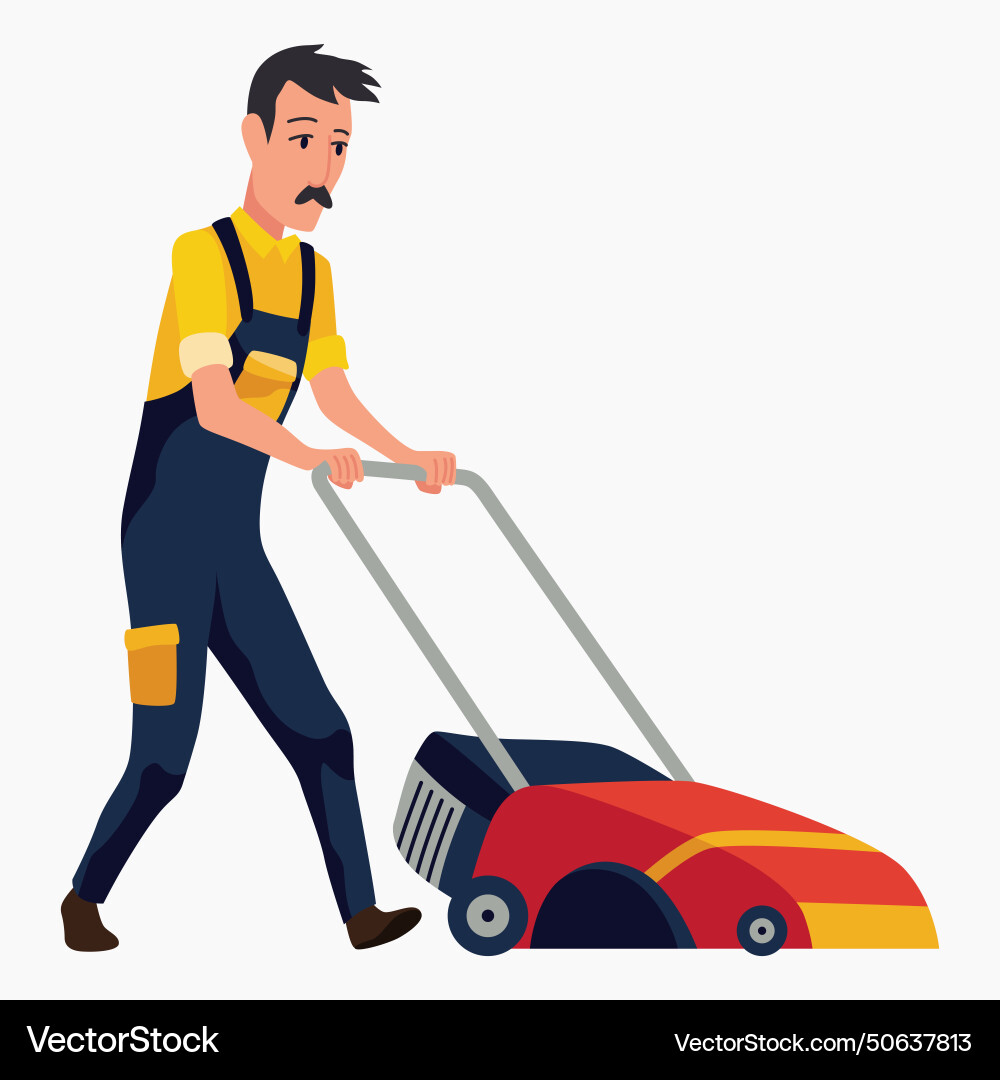 Professional gardener working on backyard Vector Image